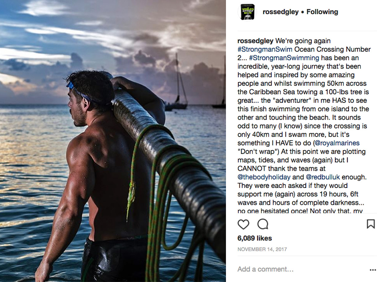 Photos: Ross Edgley Swims 100km Strapped to 100-lb Log - Men's Fitness