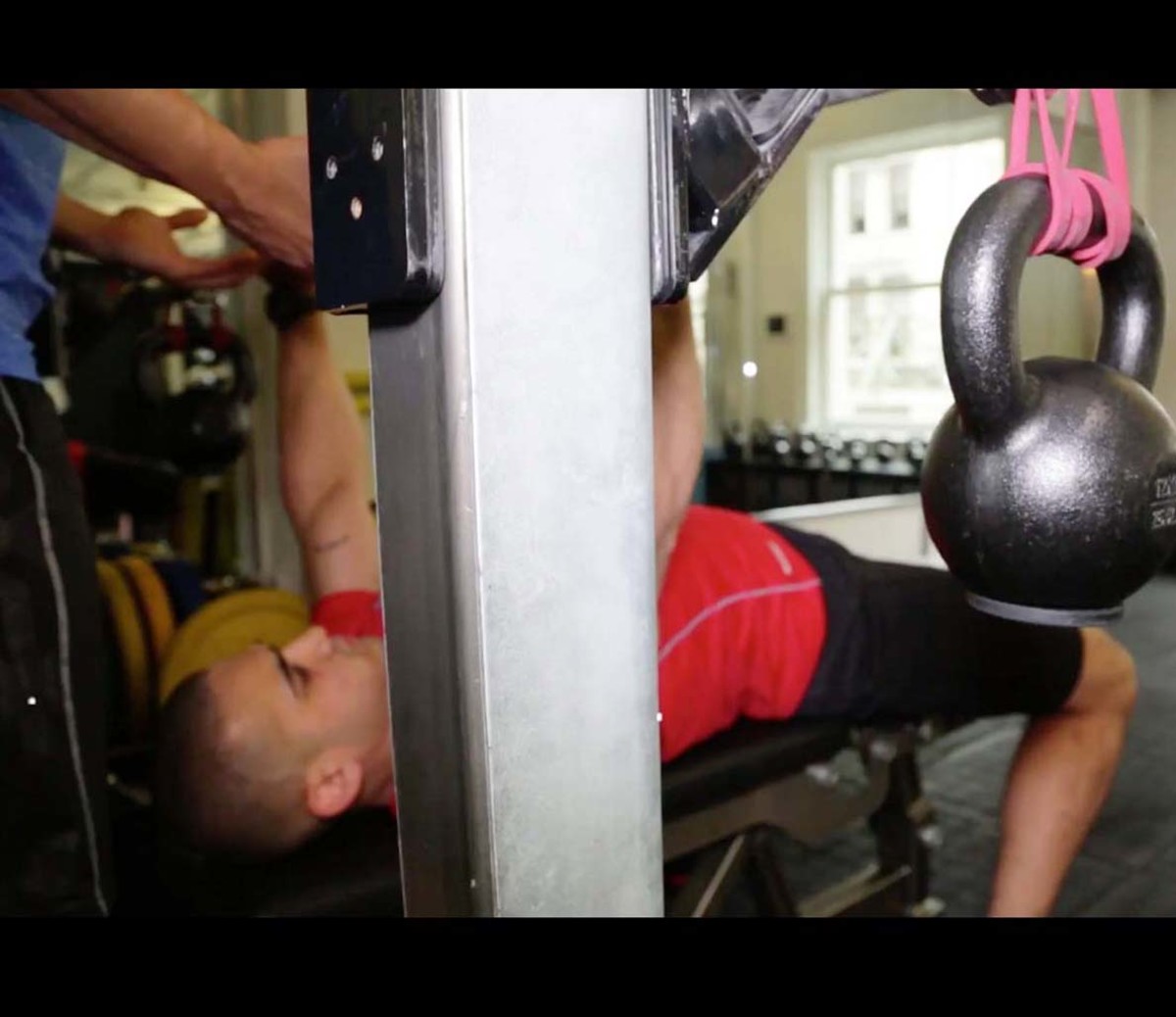 Beat up workout boredom with a super band kettlebell chest press - Men ...